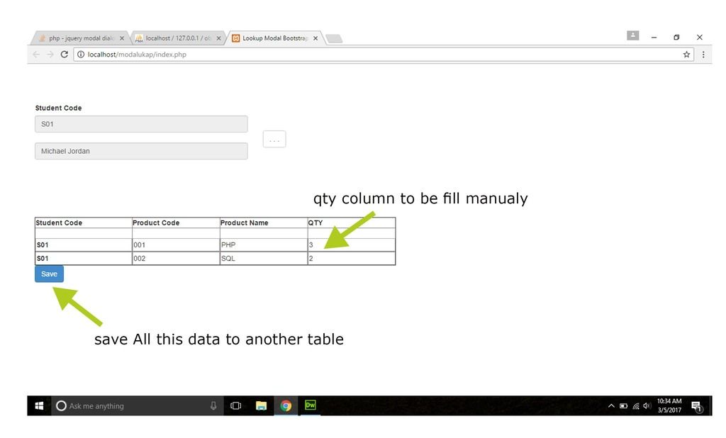 Php Jquery Modal Dialog Doesnt Sent Multiple Data From 2 Tables Stack Overflow